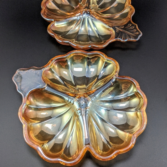 Carnival | Dining | Carnival Glass Marigold 3 Part Clover Shape Dish ...